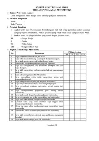 Angket minat belajar siswa | DOCX