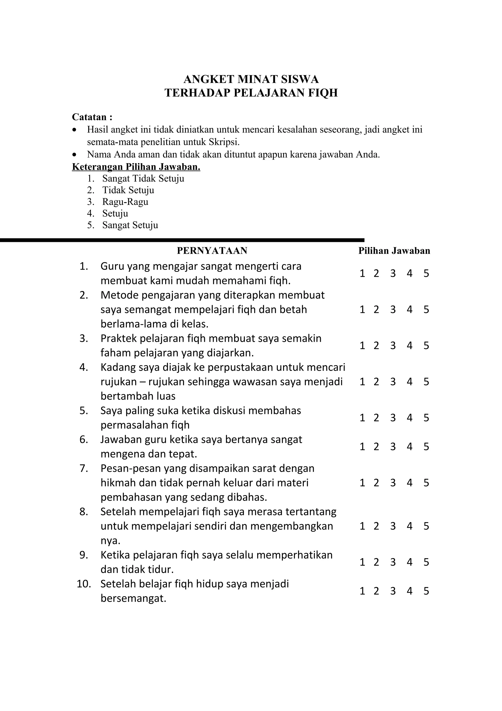 Angket minat siswa | DOC
