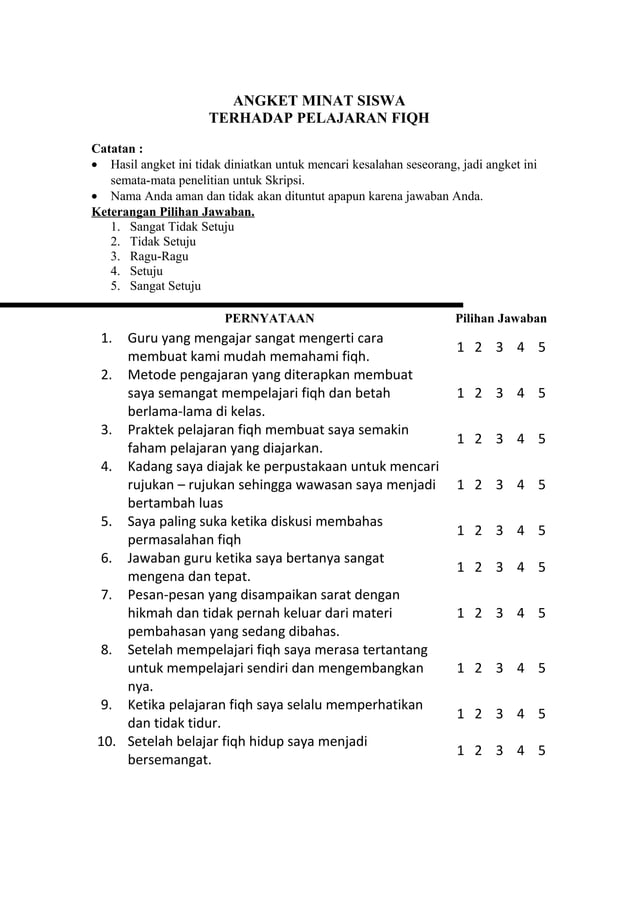 Angket minat siswa | DOC