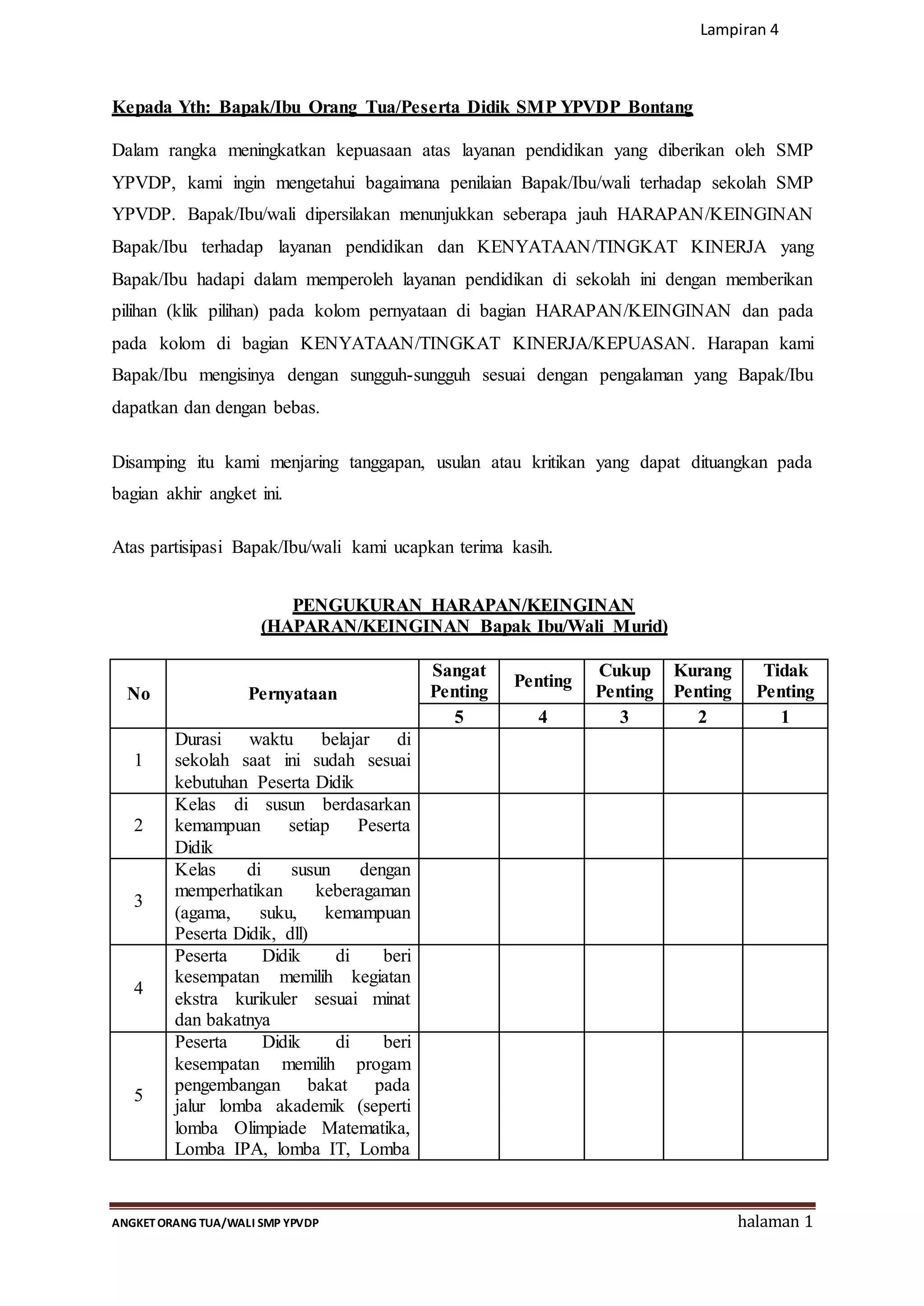 Angket oranng tua siswa smp | DOCX
