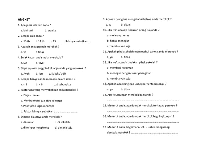 Angket rokok | DOCX