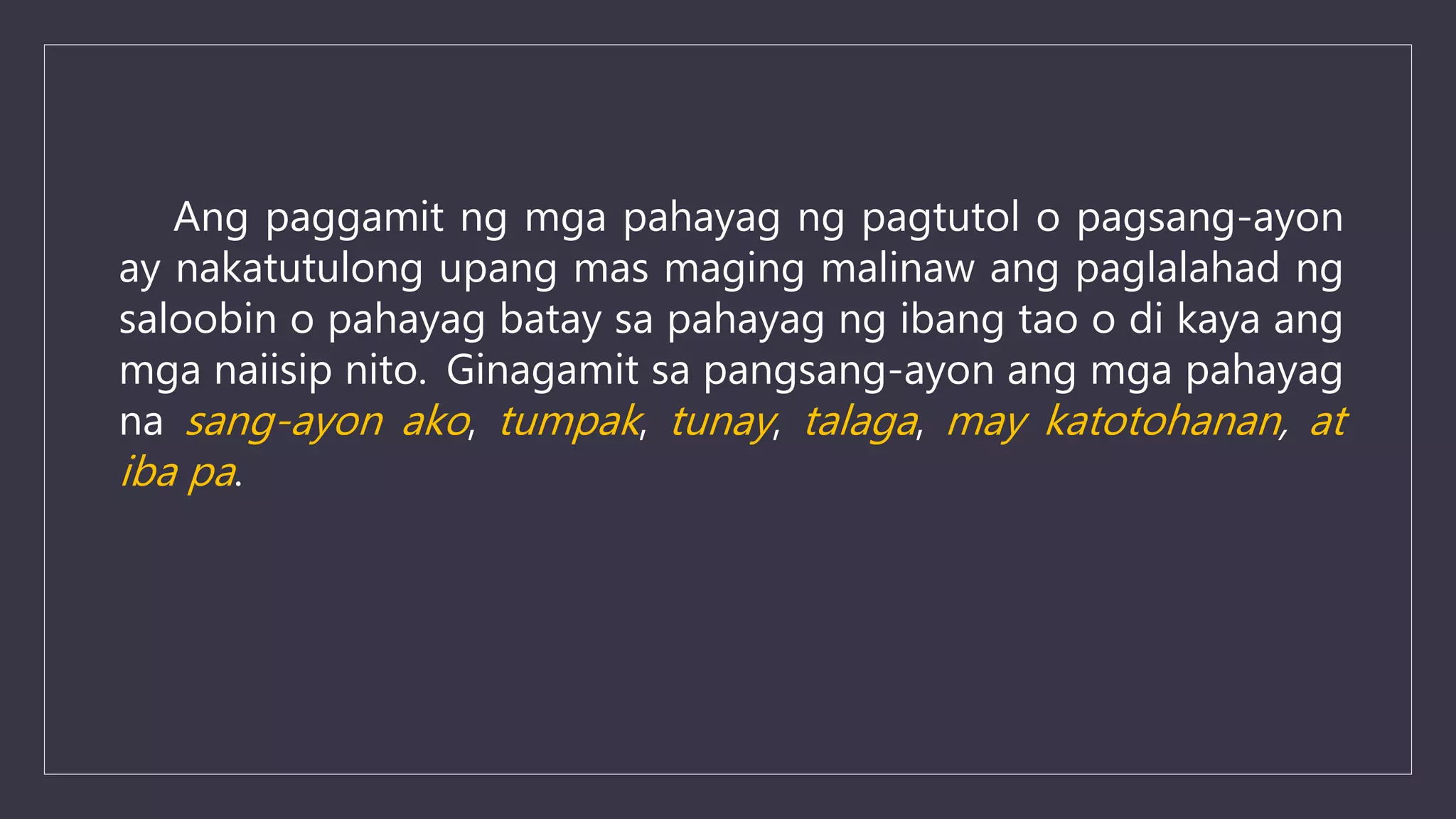 Angkop na pahayag sa pagbigay ng puna | PPTX Angkop na pahayag sa pagbigay ng puna | PPTX