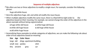 Comprehensive Guide to English Adjectives: Types, Usage, and Order | PPTX