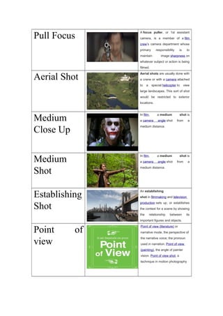 Camera Glossary | DOC | Photography | Arts and Crafts
