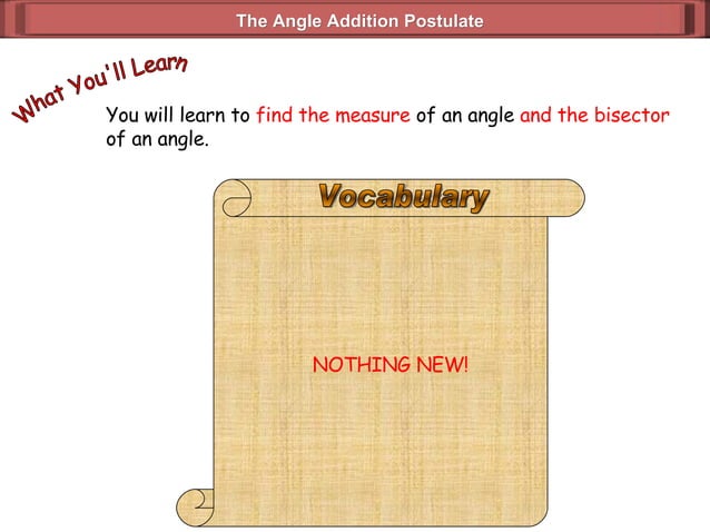 Angle Addition Postulate (Geometry 3_3) | PPT