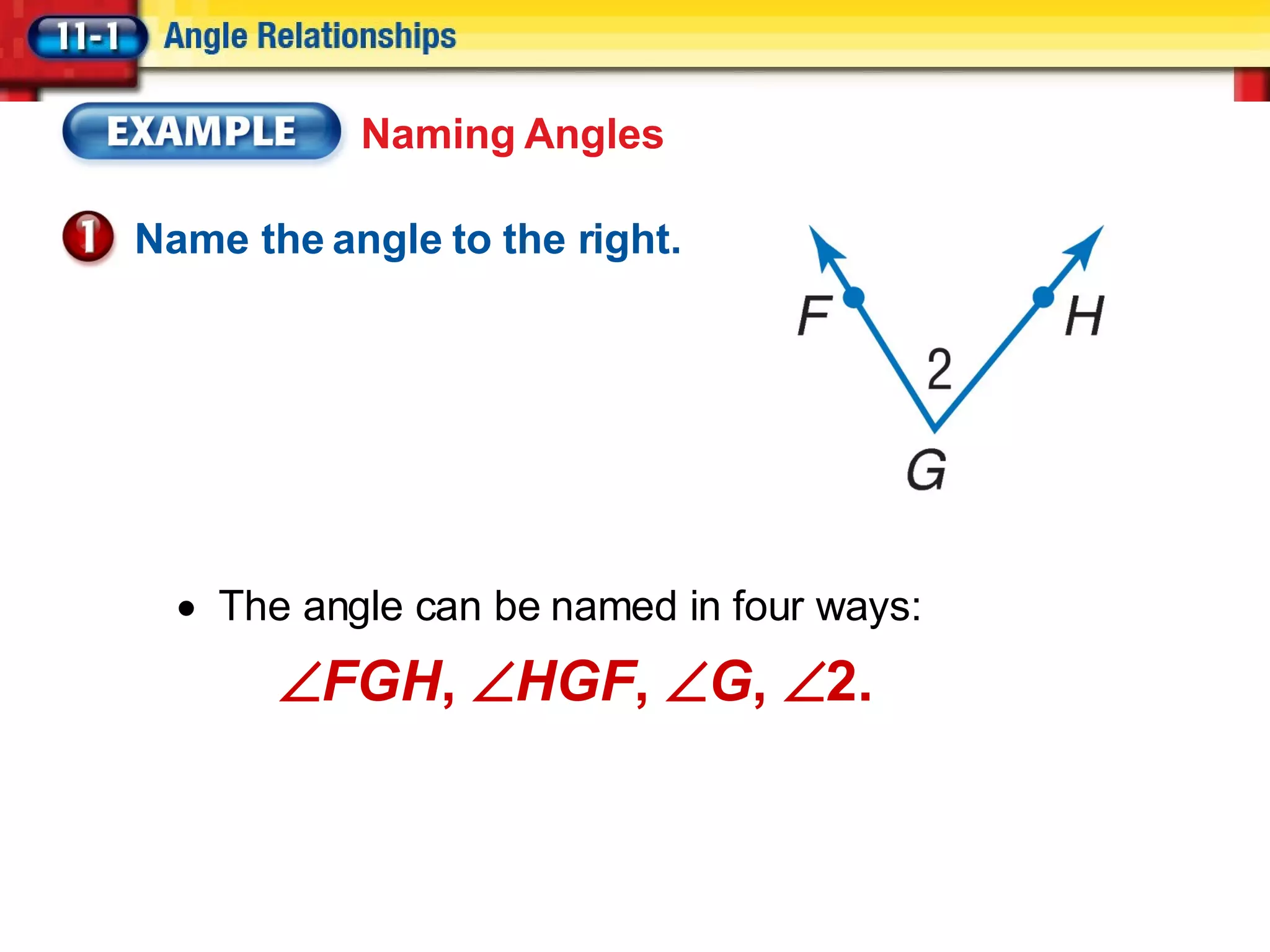 Angle Relationships Power Point | PPT