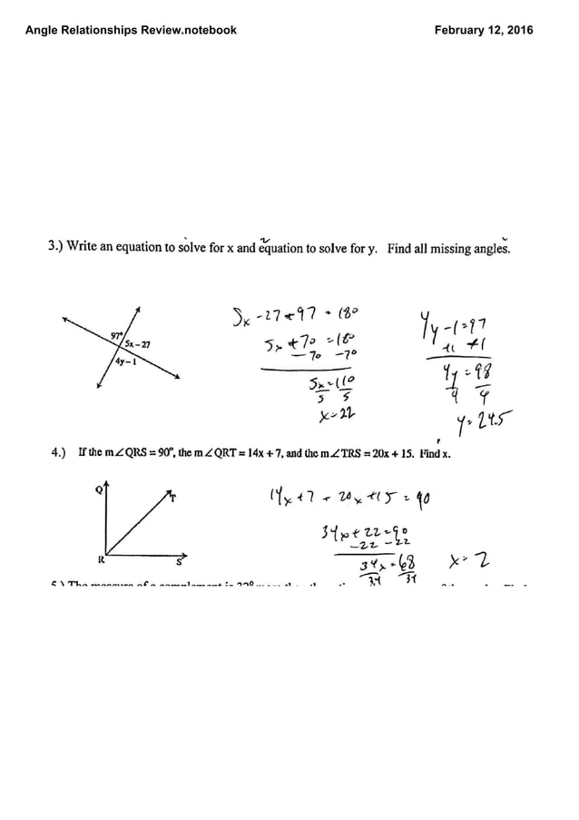 Angle relationships review | PDF