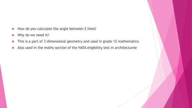 3 D GEOMETRY - ANGLE BETWEEN 2 LINES | PPTX | Science