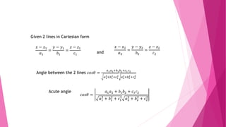 3 D GEOMETRY - ANGLE BETWEEN 2 LINES | PPTX | Science