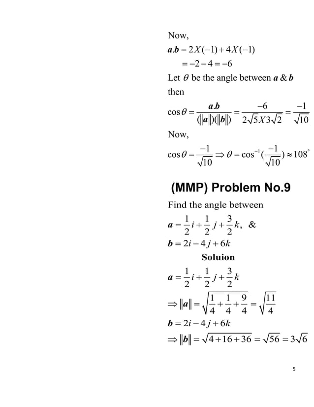 Angle Between Two Vectorspdf Physics Science 3482