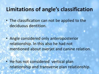 ANGLE'S CLASSIFICATION OF MALOCCLUSION | PPTX