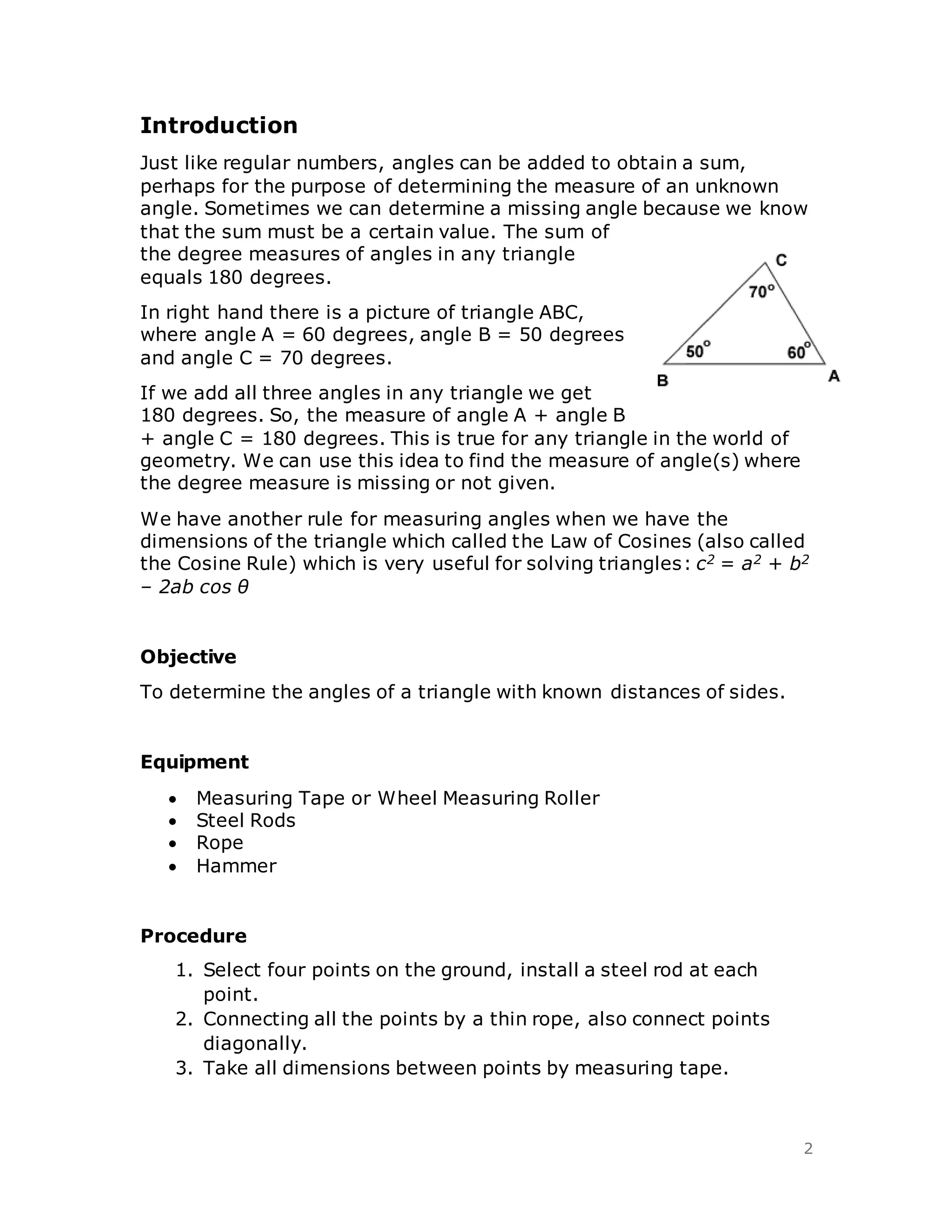 Angle determination - Report | DOCX
