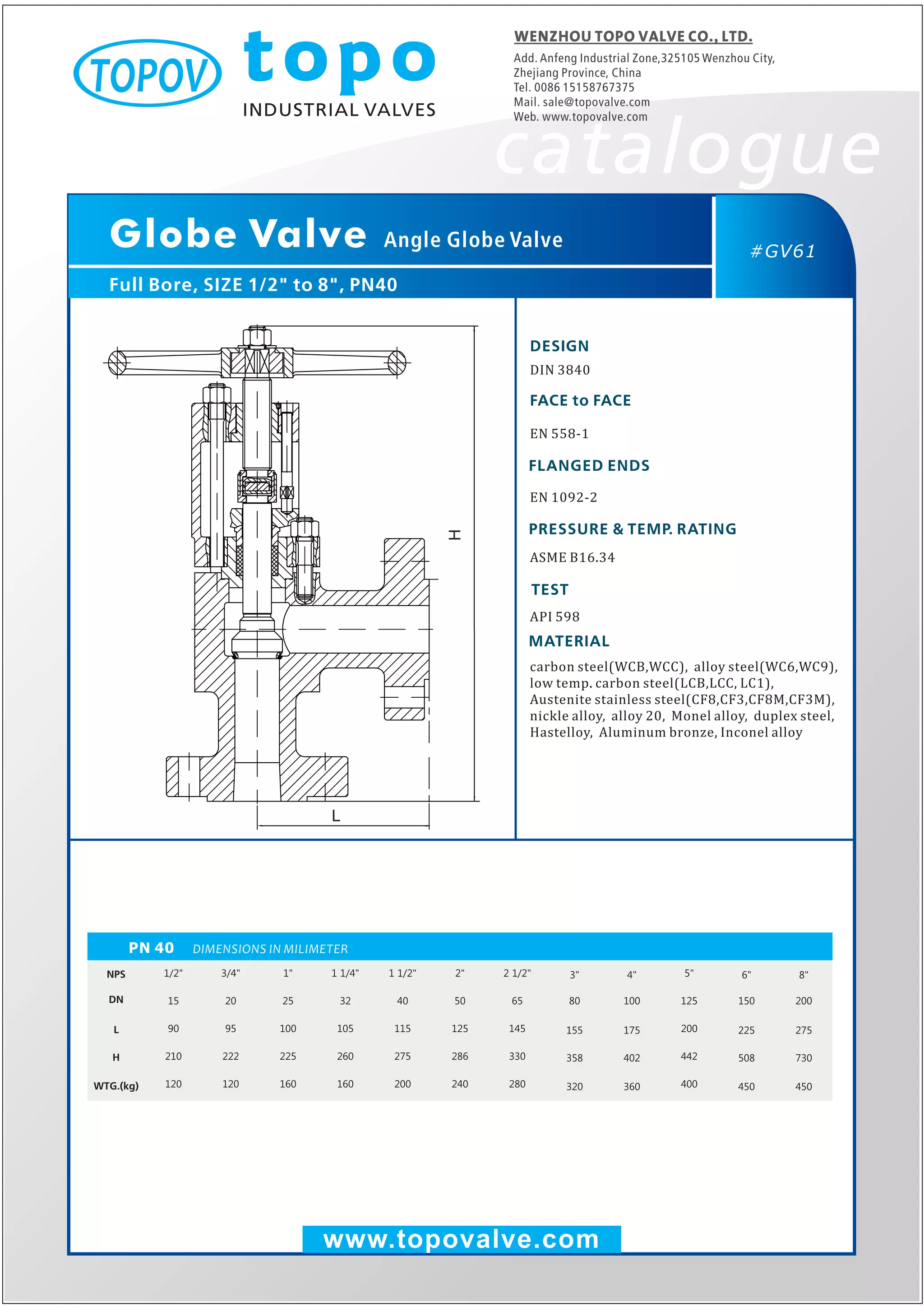Angle globe valve pn40 topo valve catalogue | PDF