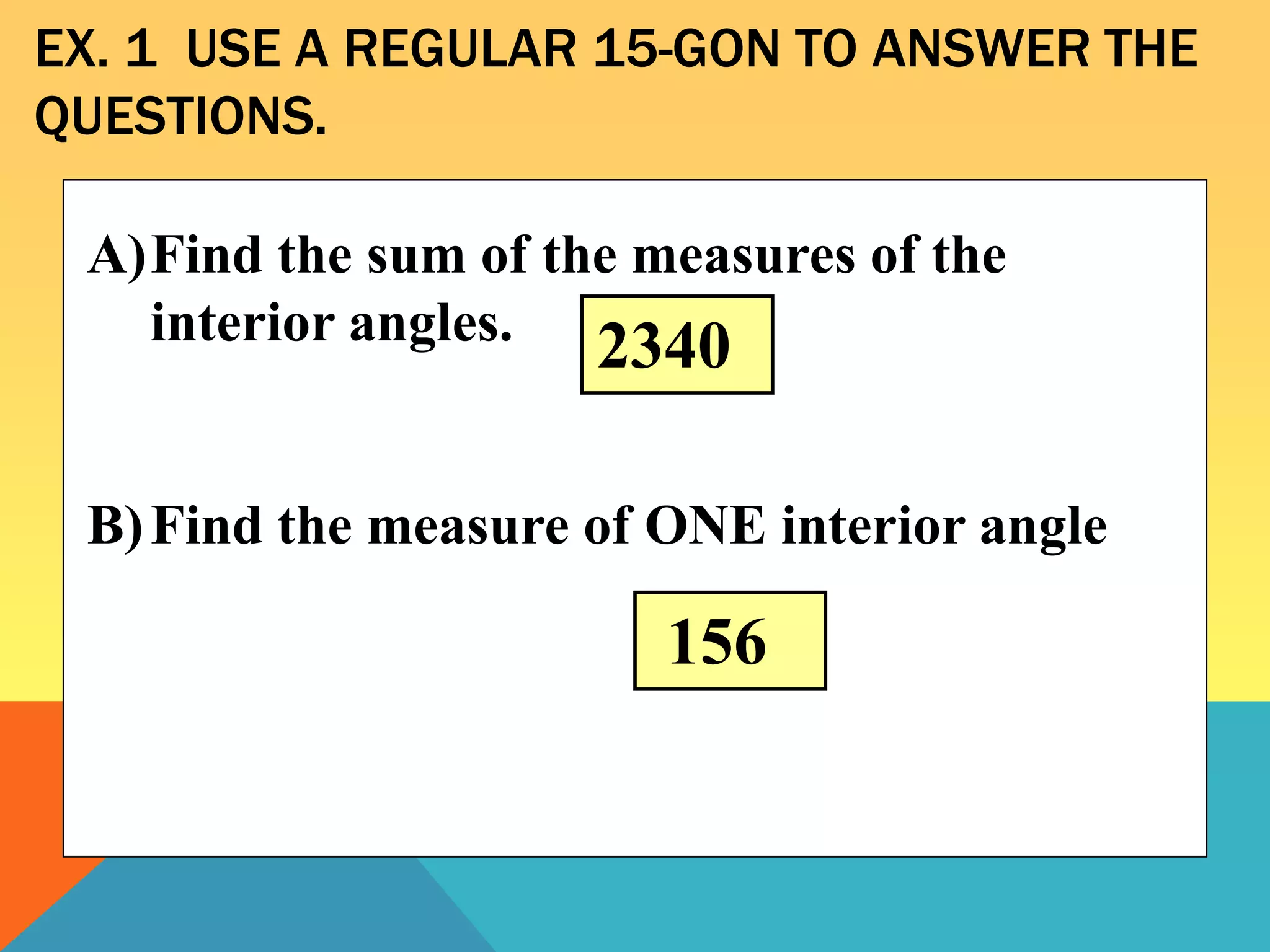 Angle measures in polygons lesson | PPTX
