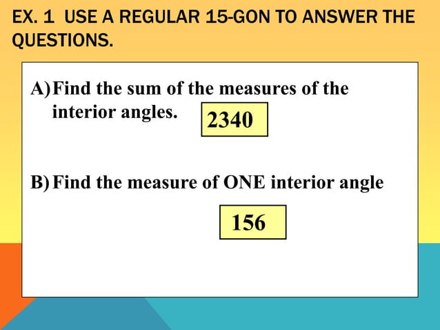 Angle measures in polygons lesson | PPTX