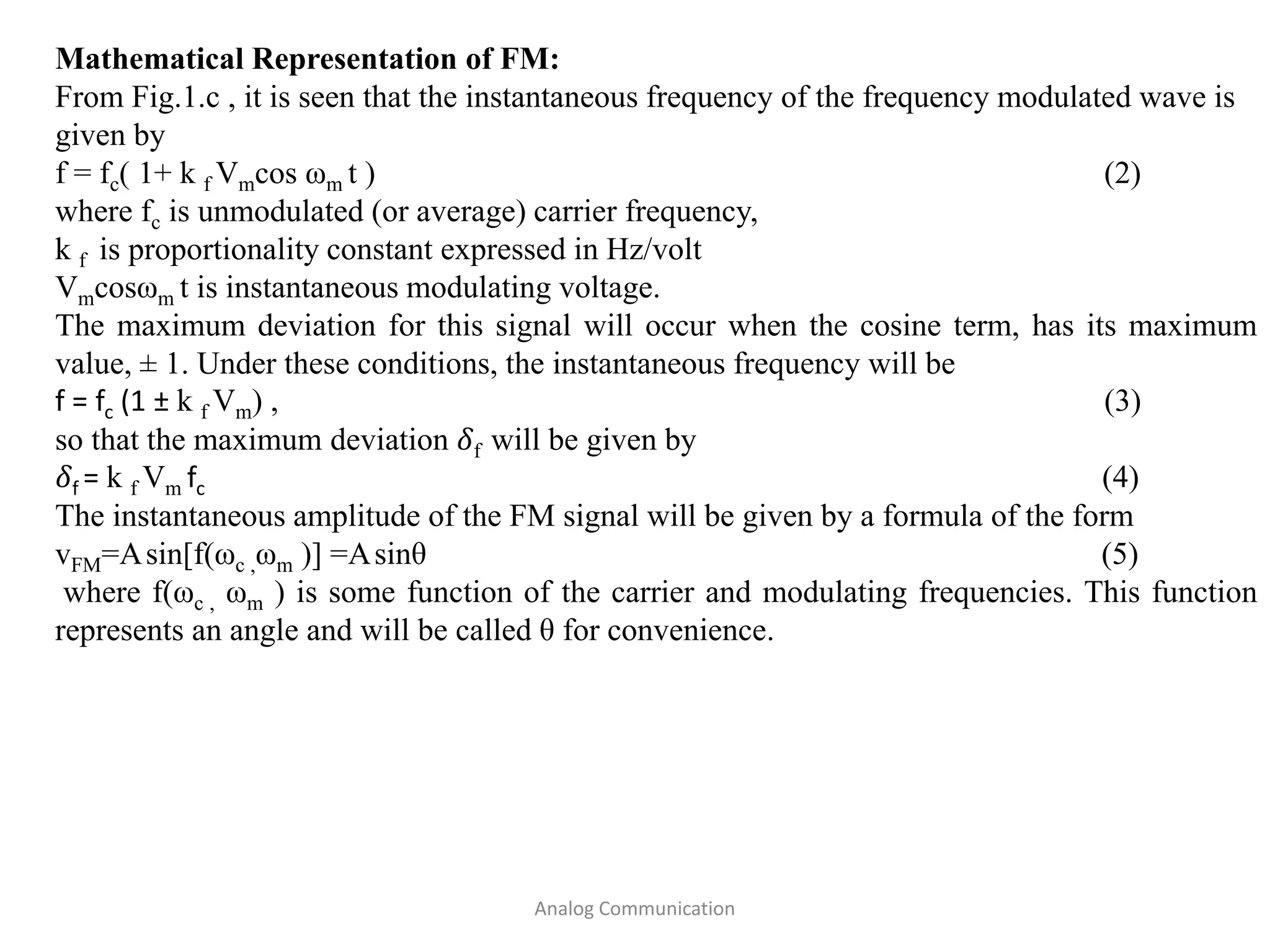 Angle Modulation Frequency Modulation And Phase Modulationpptx