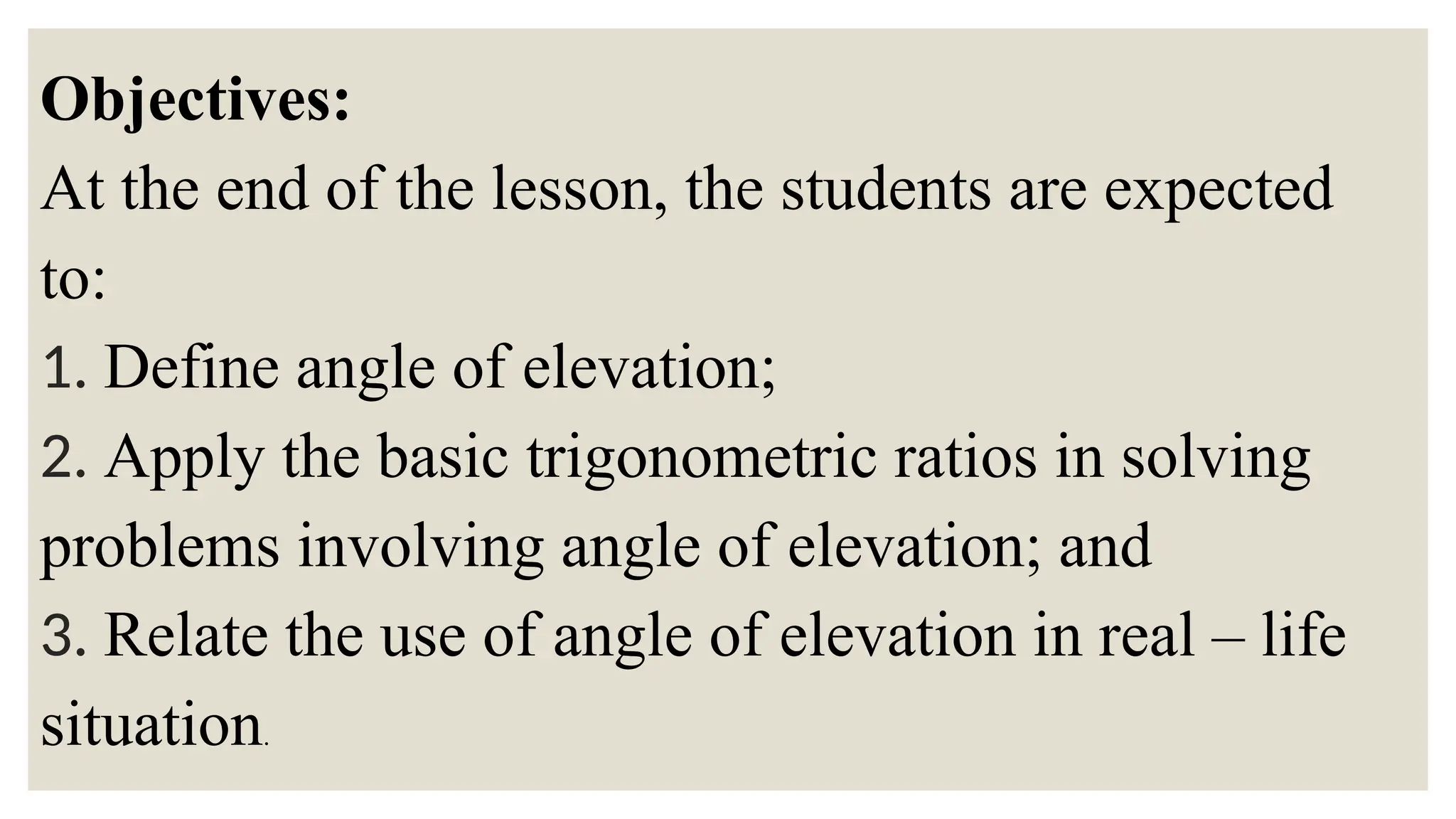 angle of elevation for classroom observation | PPTX