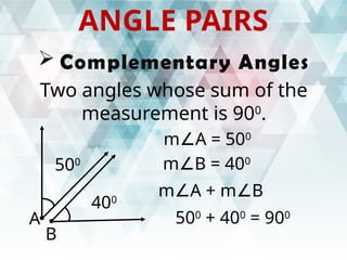 Determine the Relationship Between Two Angles - Grade 7 Mathematics | PPTX