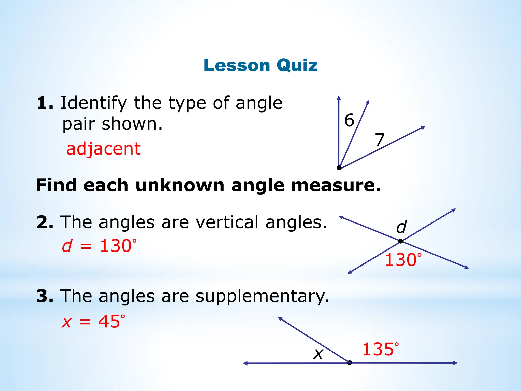 Angles and Angle Relationships - Complementary and Supplementary Angles ...