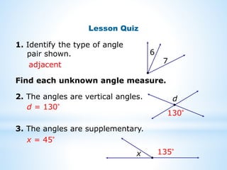 Angles and Angle Relationships - Complementary and Supplementary Angles ...