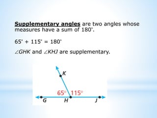 Angles and Angle Relationships - Complementary and Supplementary Angles | PPTX
