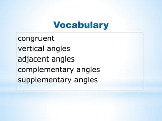 Angles and Angle Relationships - Complementary and Supplementary Angles ...