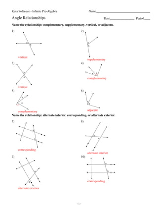 Angle relationships | PDF