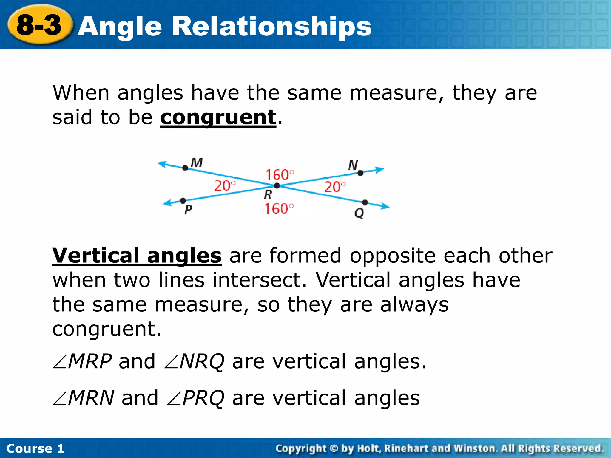 Angle relationships | PPTX