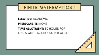 Introduction for Finite Mathematics 1-2025 | PDF