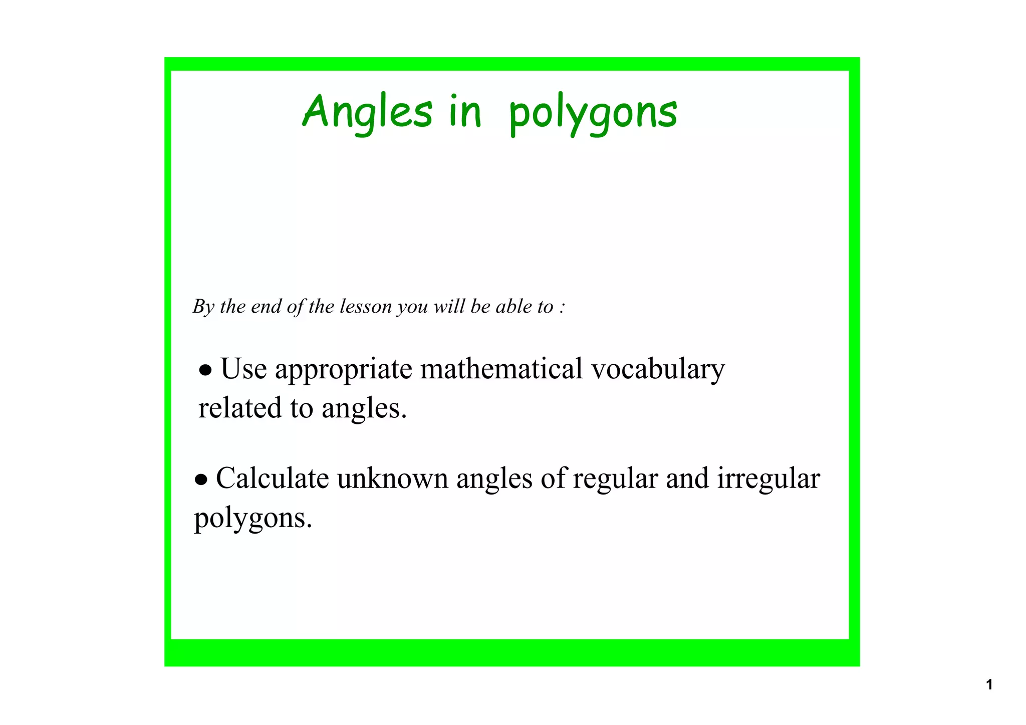 Angles 2 (in polygons) | PDF