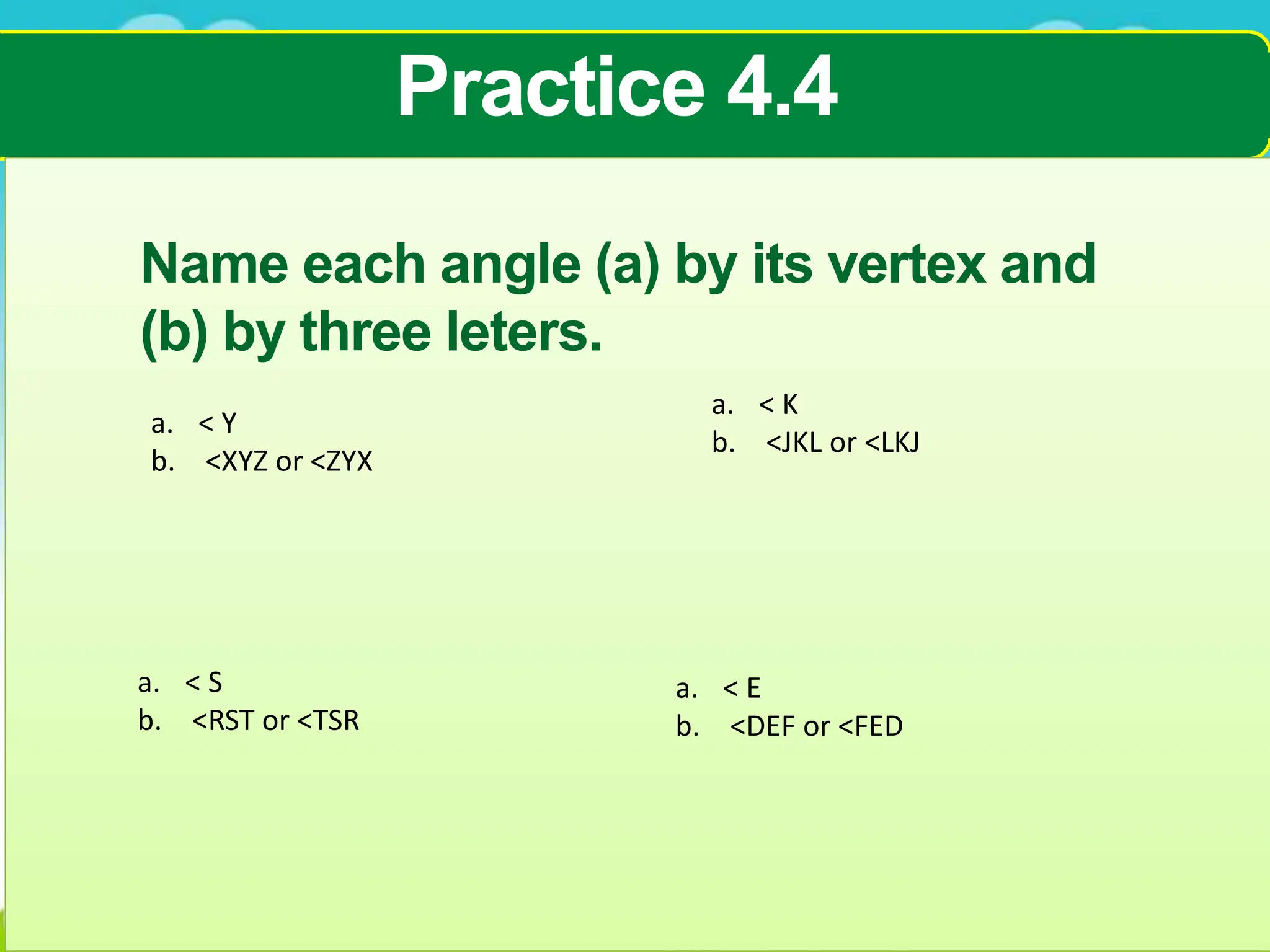 angles 7TH GRADE.pptx msth exercises and book | PPT