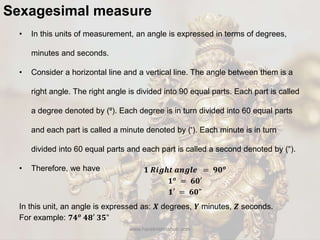 Angles and units of angular measurements | PPTX | Physics | Science