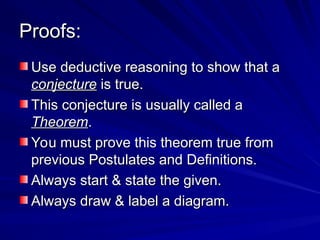 Angles, Definitions and Proofs.ppt geometry | PPT