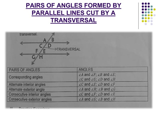 ANGLES FORMED BY PARALLEL LINES CUT BY A TRANSVERSAL.ppt