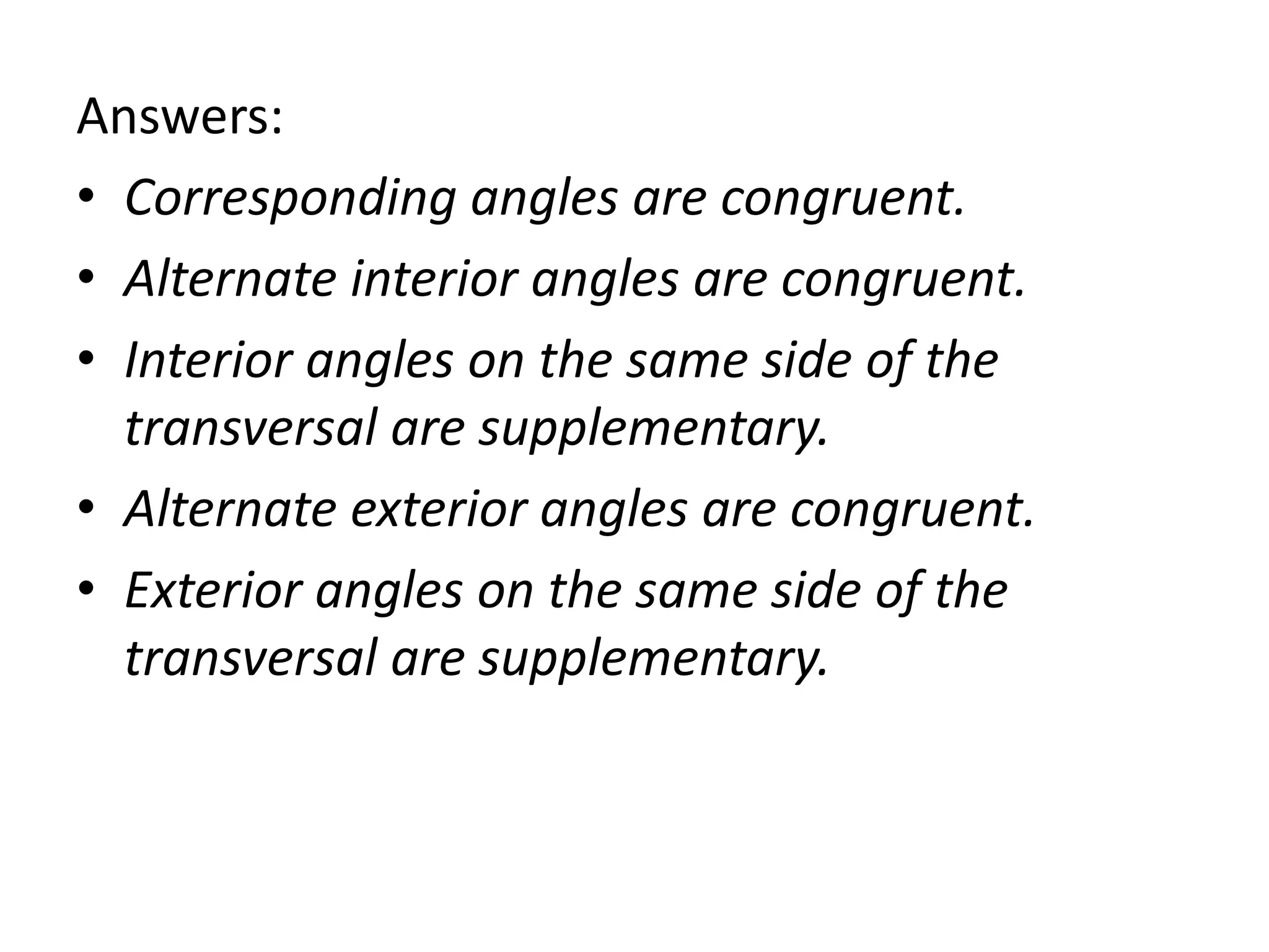 Angles formed by parallel lines cut by transversal | PPTX