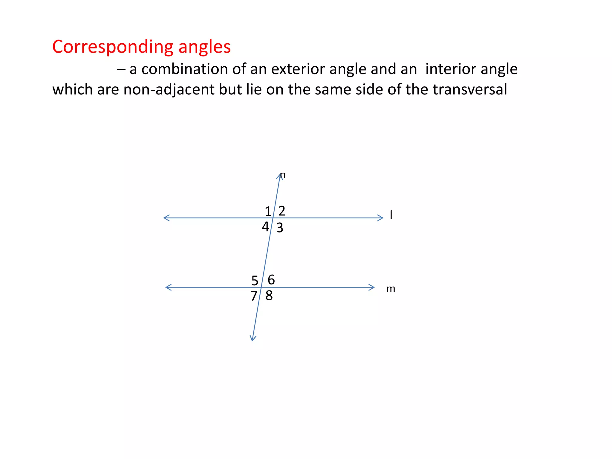Angles formed by parallel lines cut by transversal | PPTX