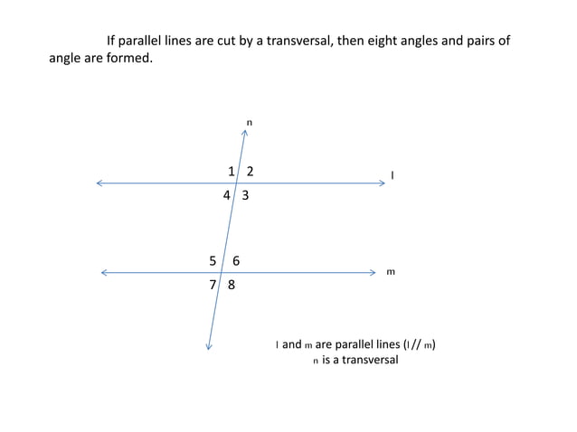 Angles formed by parallel lines cut by transversal | PPTX