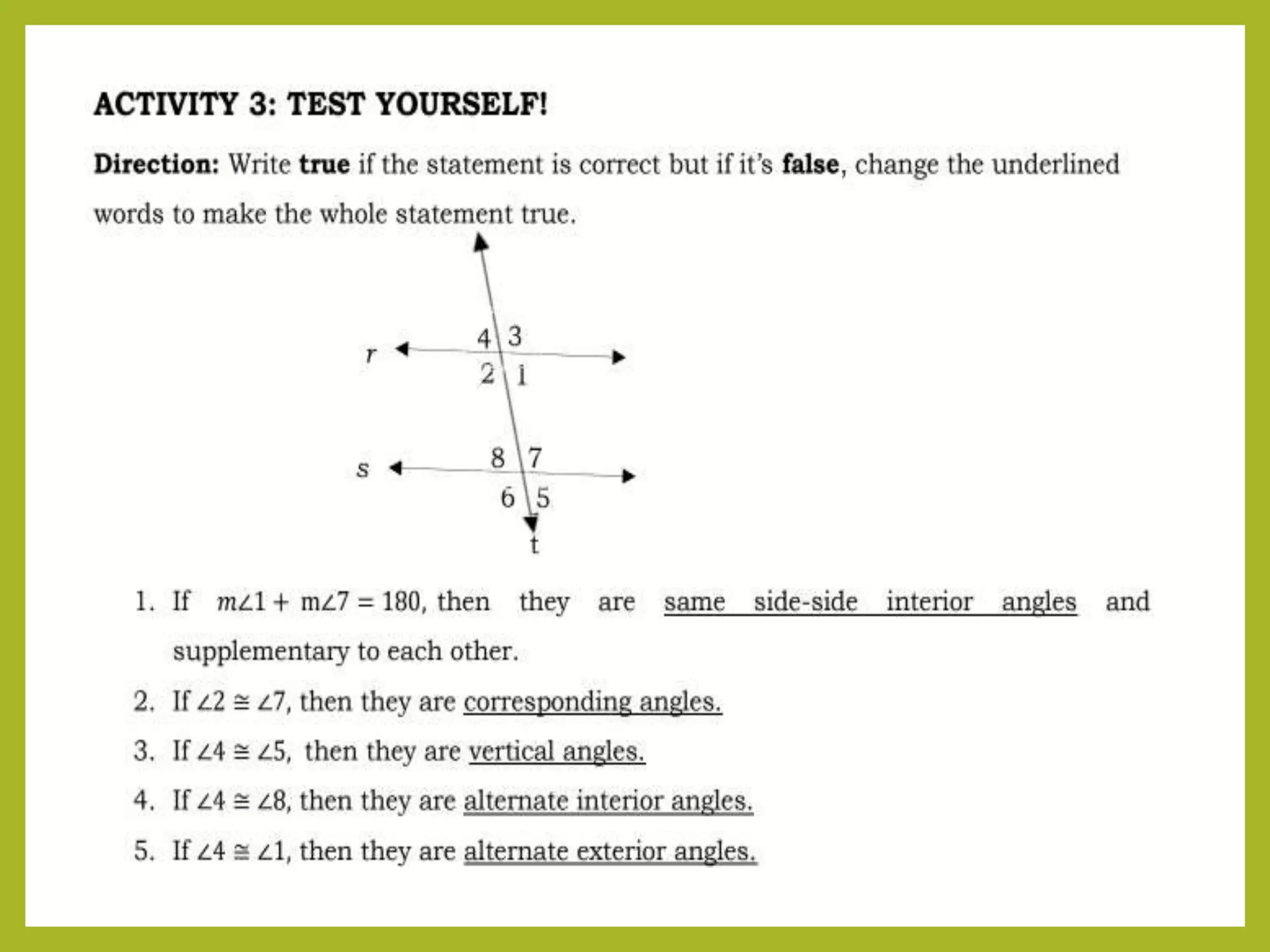 angles formed when two parallel lines are cut by a transversal.ppt ...