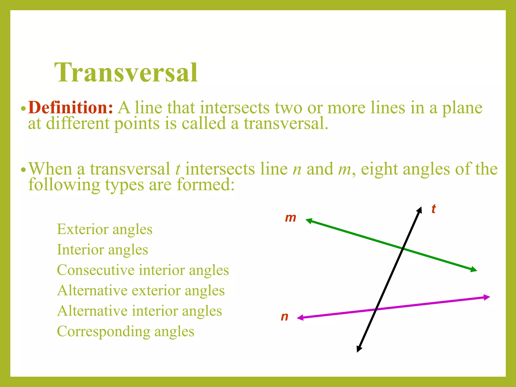 angles formed when two parallel lines are cut by a transversal.ppt