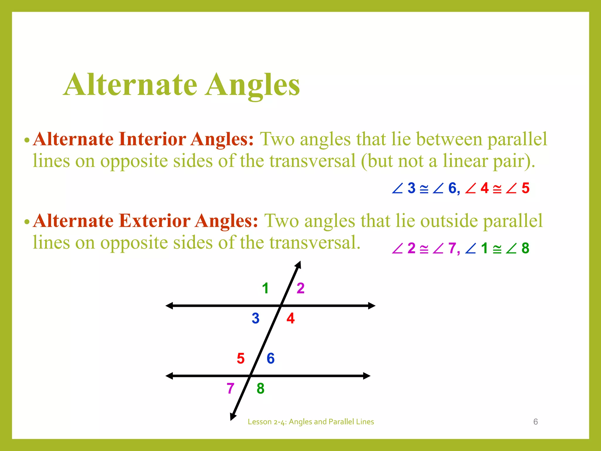 angles formed when two parallel lines are cut by a transversal.ppt