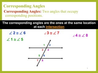 angles formed when two parallel lines are cut by a transversal.ppt