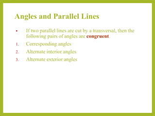 angles formed when two parallel lines are cut by a transversal.ppt