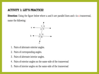 angles formed when two parallel lines are cut by a transversal.ppt