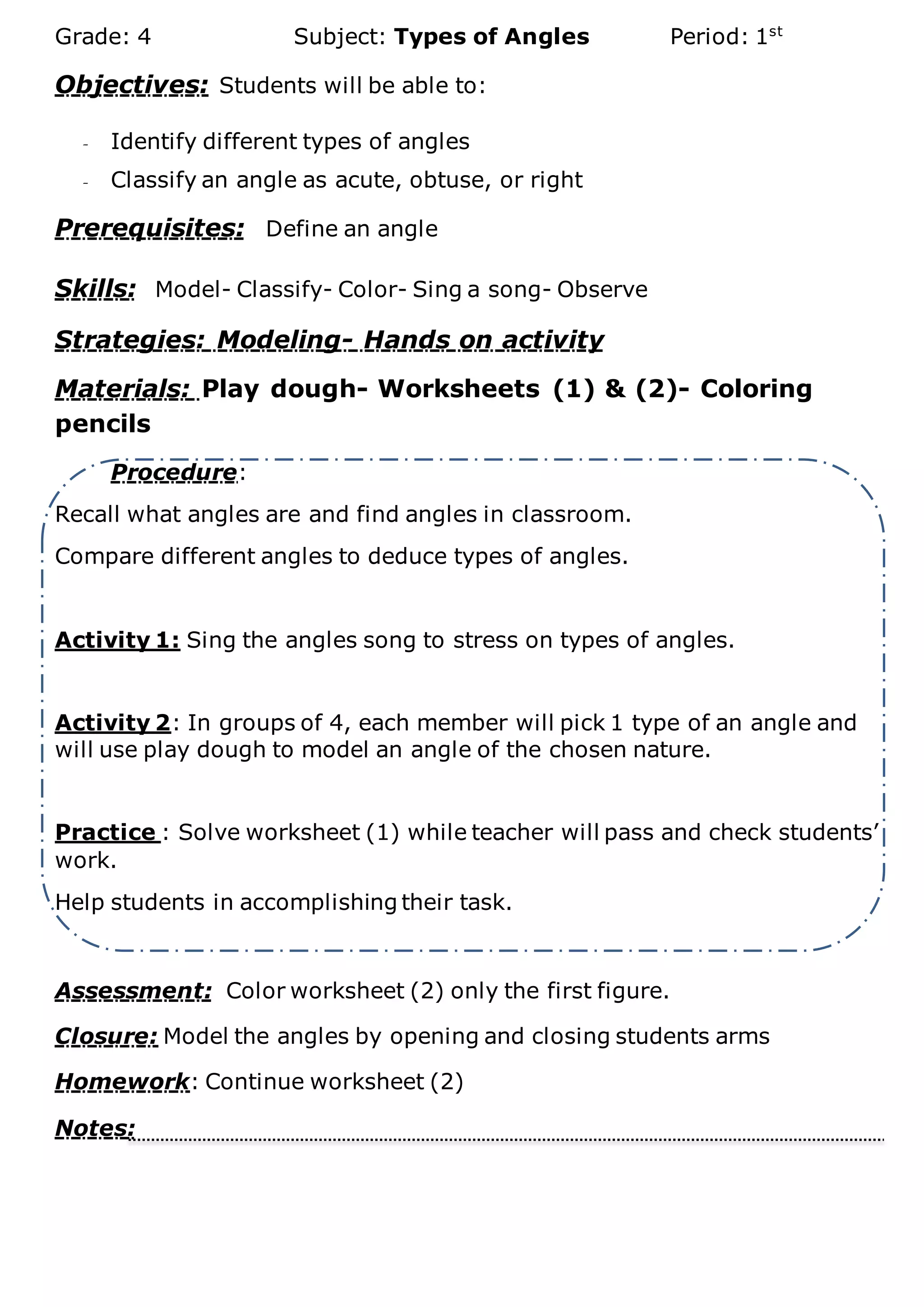 Angles lesson plan | DOCX