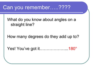 Angles straight line | PPT