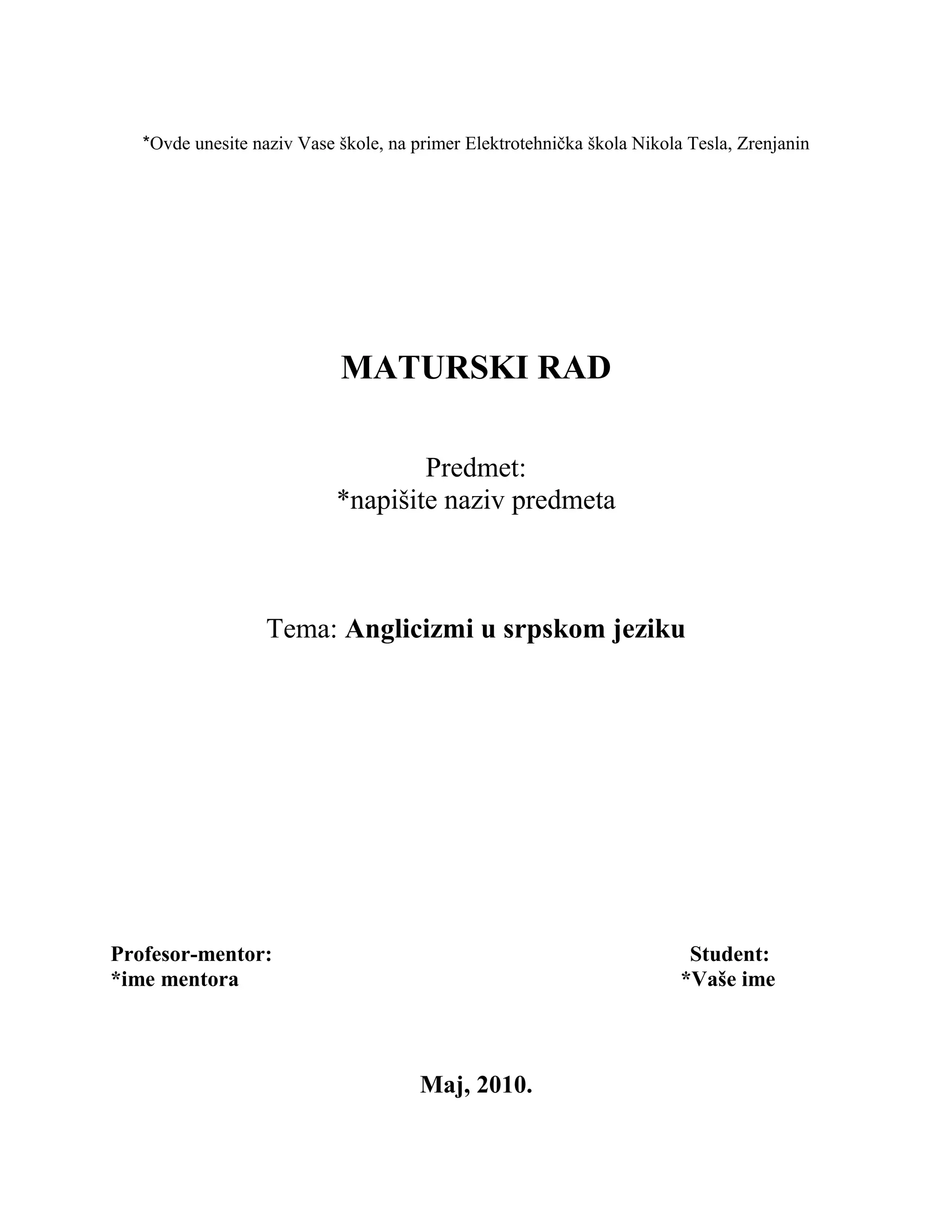 Anglicizmi u srpskom jeziku | DOC