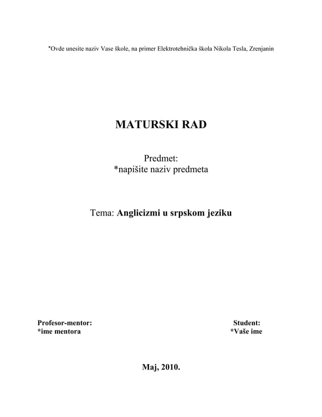 Anglicizmi u srpskom jeziku | DOC