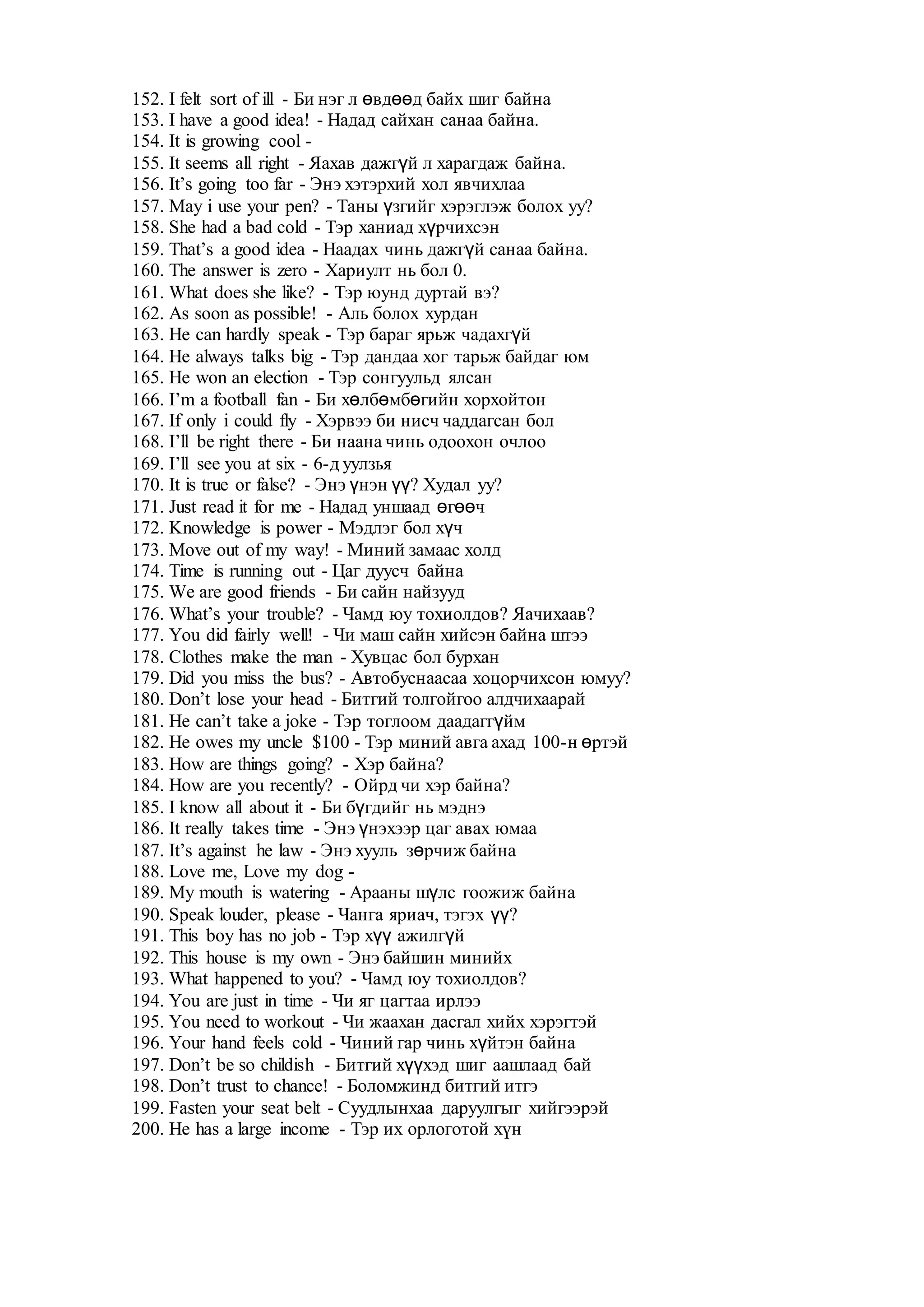 Англи хэлний байнга хэрэглэгддэг 200 үгс | DOCX