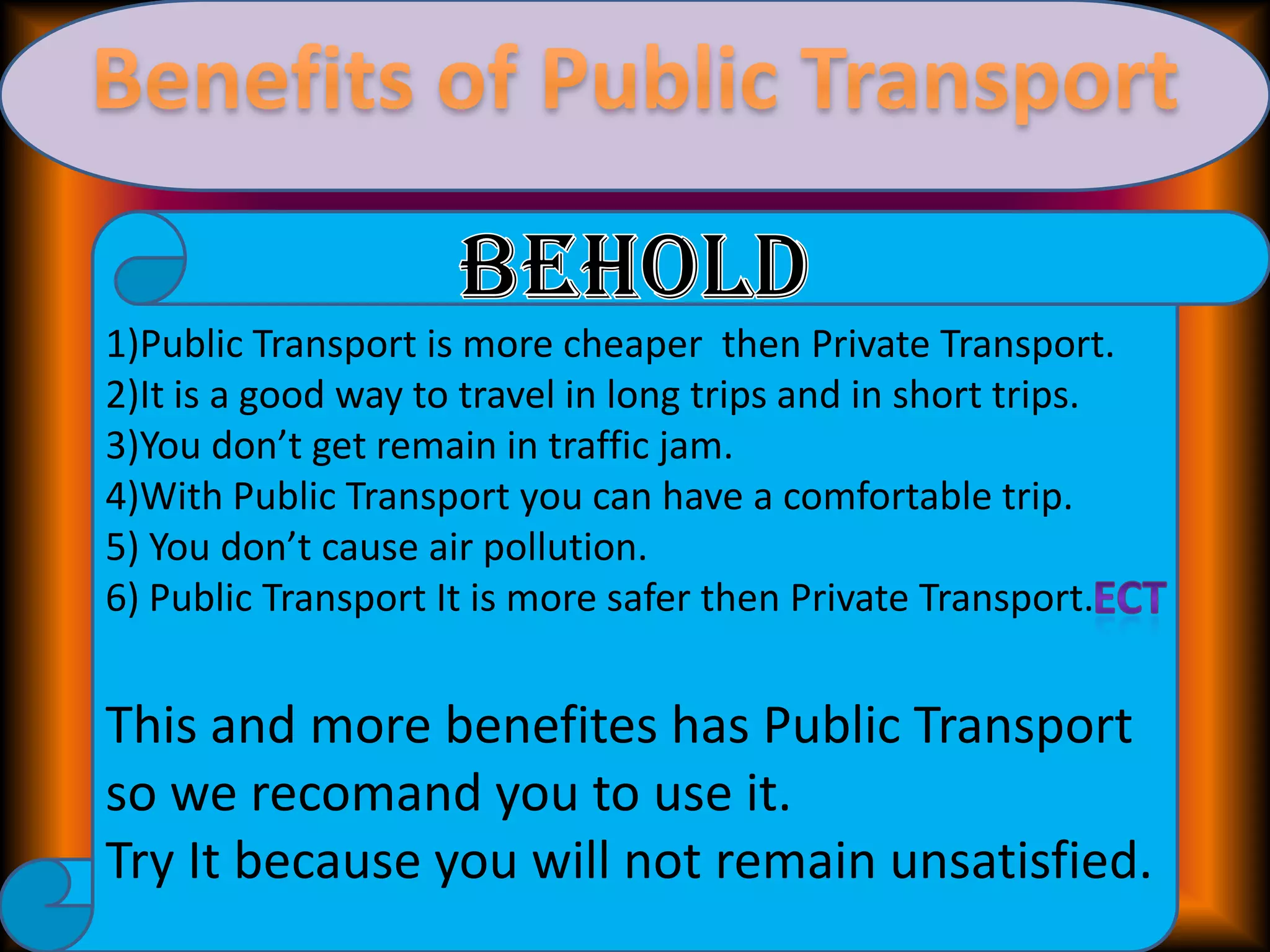 The Benefits Of Public Transport | PPTX