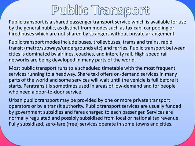 The Benefits Of Public Transport | PPTX
